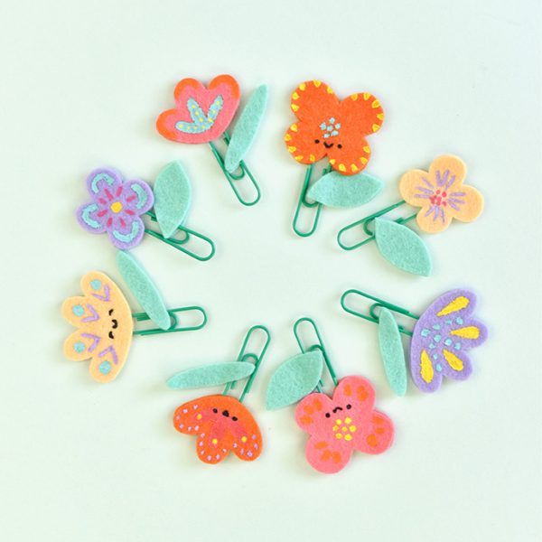 Painted Felt Flower Planner Clips | Handmade Charlotte