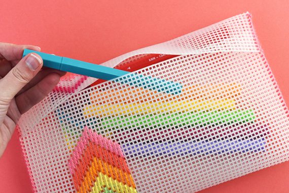 Stitch a Rainbow Plastic Canvas Pouch | Handmade Charlotte